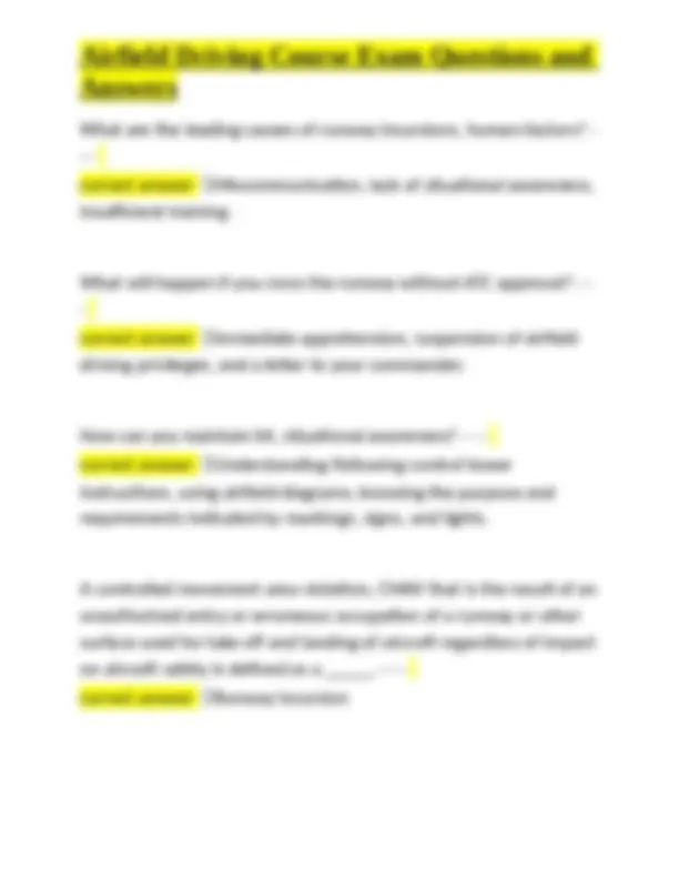 Airfield Driving Course Exam Questions and Answers | Exams Engineering ...