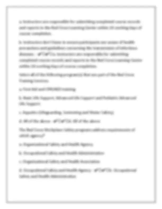 American Red Cross First Aid/CPR/AED Instructor Certification Exam ...