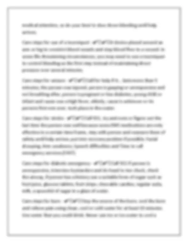 Red Cross CPR/AED/First Aid Certification Test Sample Questions | Exams ...