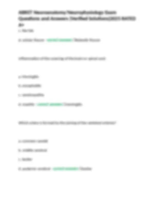 ABRET Neuroanatomy/Neurophysiology Exam Questions and Answers | Exams ...