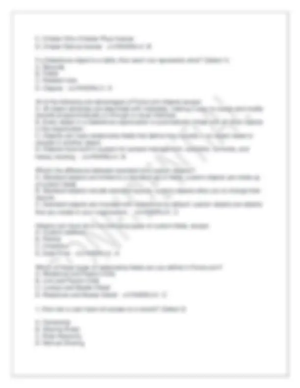 Salesforce Admin 201 SD Exam Latest Testbank | Exams Nursing | Docsity
