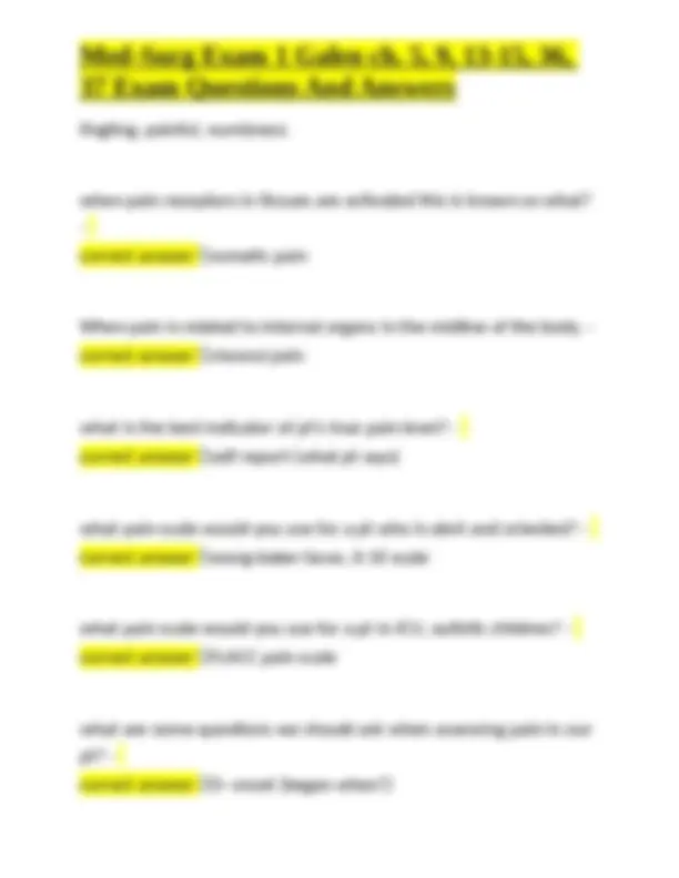 Med-Surg Exam 1: Pain Management and Surgical Procedures | Exams ...