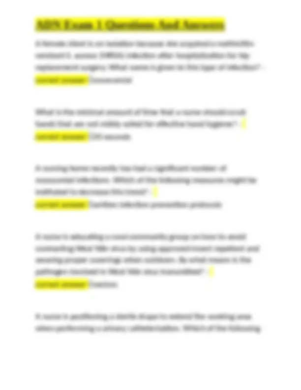 ADN Exam 1 Questions and Answers: Nursing Practice Fundamentals | Exams ...