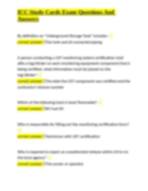 ICC Study Cards Exam Questions and Answers: Underground Storage Tanks ...