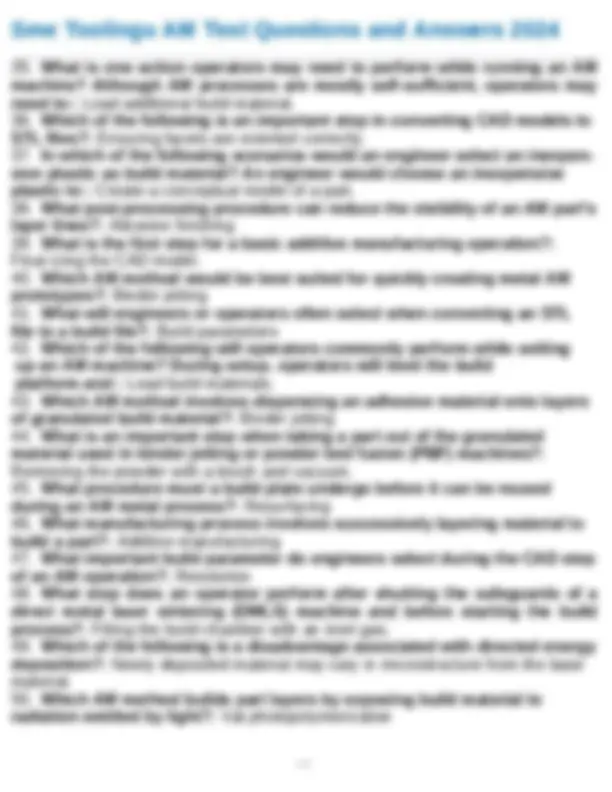 Additive Manufacturing (AM) Test Questions and Answers | Exams Nursing ...