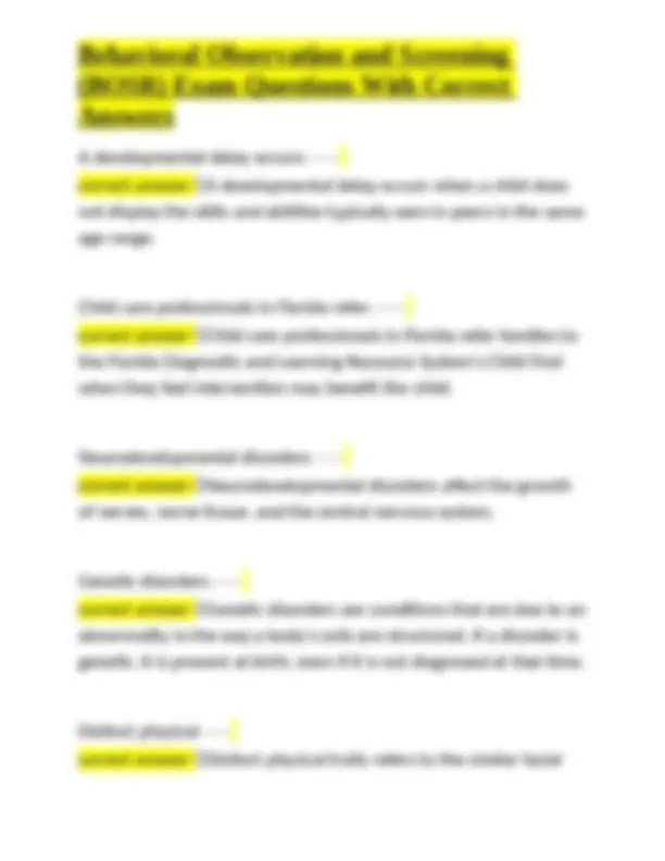 Behavioral Observation and Screening (BOSR) Exam Questions and Answers ...