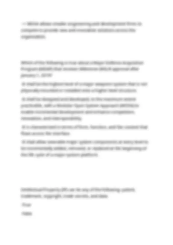 CLE 019 MODULAR OPEN SYSTEM APPROACH (MOSA) EXAM study set with 100% ...