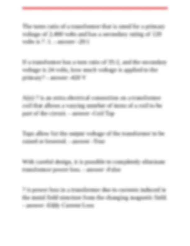 Transformers Operation Principle: Questions and Answers | Exams Nursing | Docsity