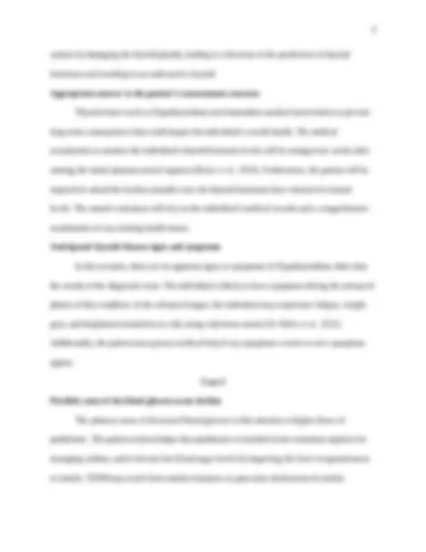 Advanced Pathophysiology Case Studies: Hypothyroidism and Blood Glucose Regulation | Assignments ...