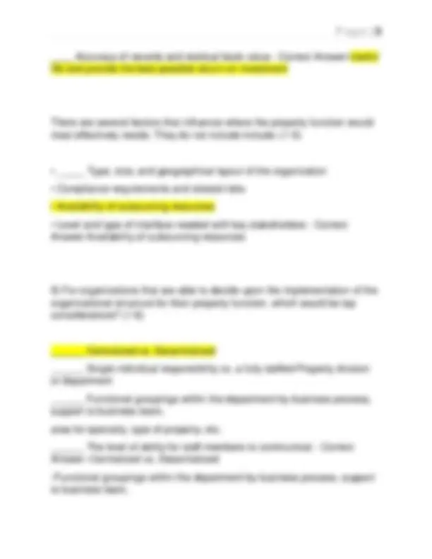 CPPS Exam Chapters 1-11 Study Questions: Property Management | Exams Property Law | Docsity