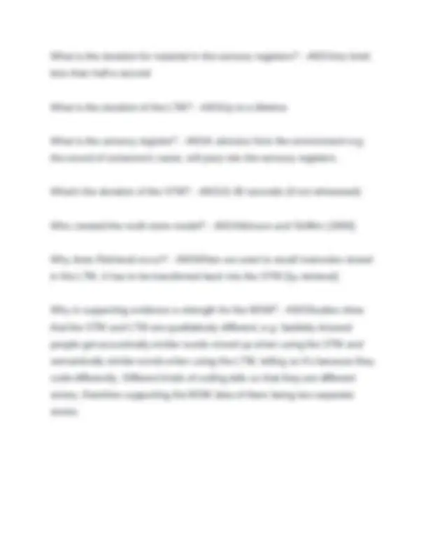 Multi-Store Model of Memory: AQA A Level Psychology Quiz | Exams ...