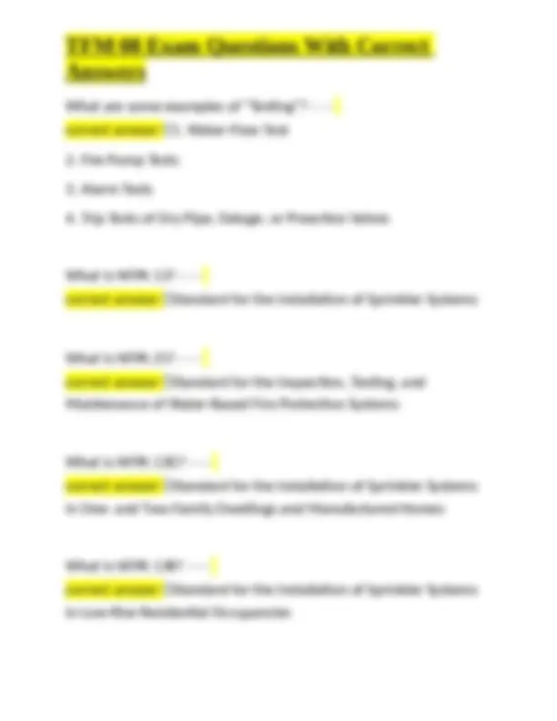 TFM 08 Exam Questions and Answers: Fire Protection Sprinkler Systems in Texas | Exams Safety and ...