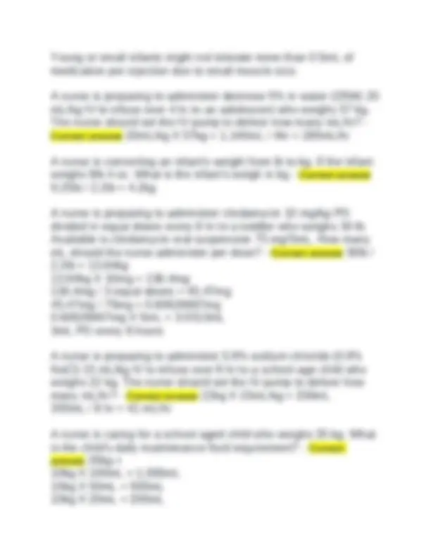 ATI Safe Dosage Calculation: Pediatric Medications Questions and ...