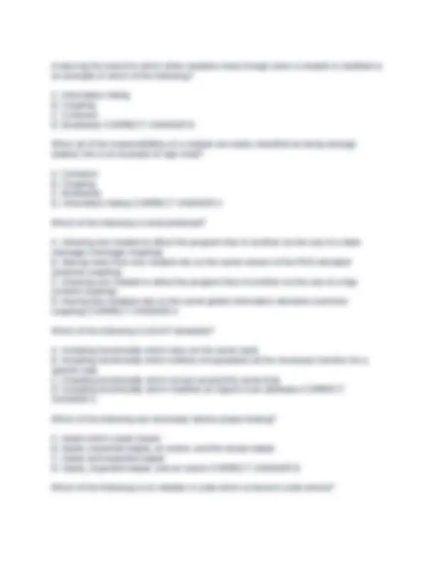 Software Development Processes and Methodologies Questions | Exams Advanced Education | Docsity