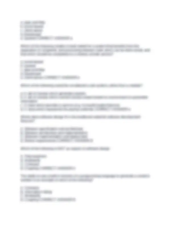 Software Development Processes and Methodologies Questions | Exams Advanced Education | Docsity