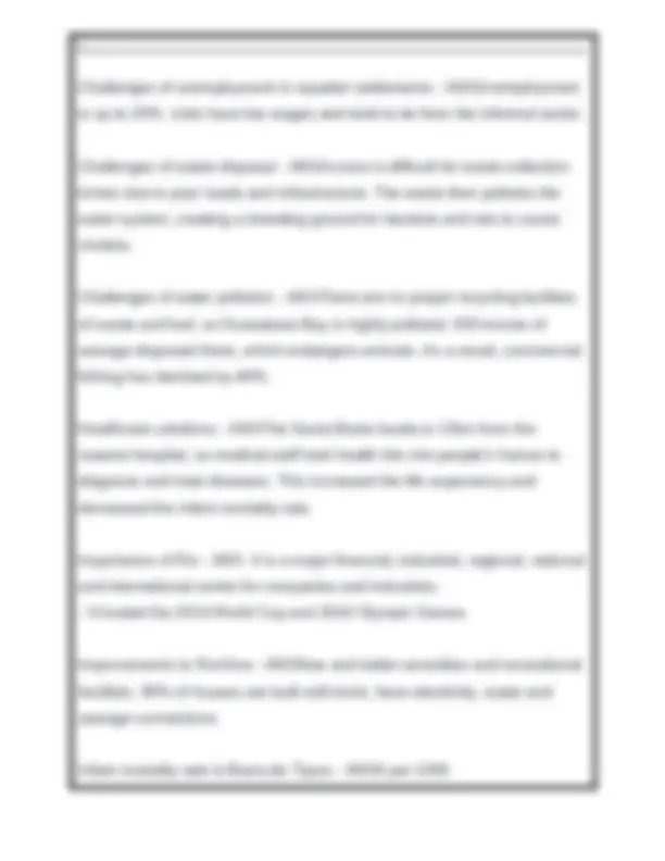 AQA Geography Rio de Janeiro Case Study Test Questions & Correct ...