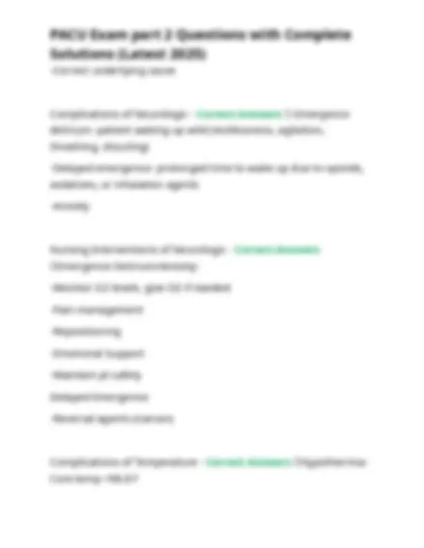 PACU Exam Part 2: Questions and Answers for Postoperative Nursing Care ...