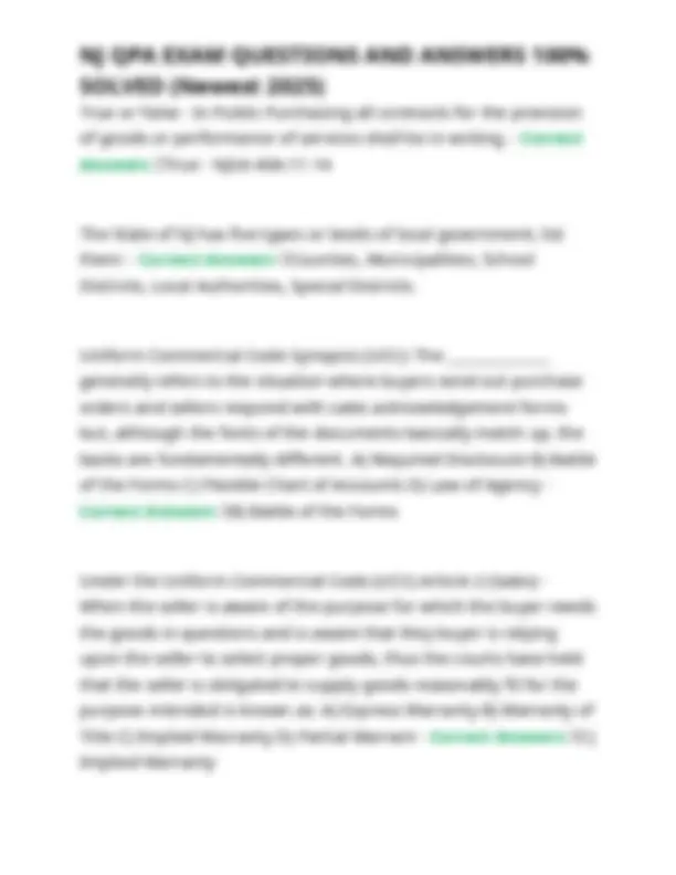 NJ QPA Exam Questions and Answers: Public Procurement and ...