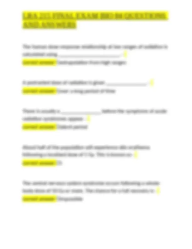 LRA 215 Final Exam: Radiation Biology - 84 Questions and Answers ...