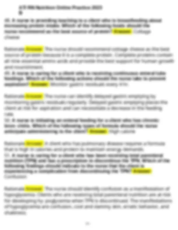 ATI RN Nutrition Online Practice 2023 B: Questions and Answers | Exams ...