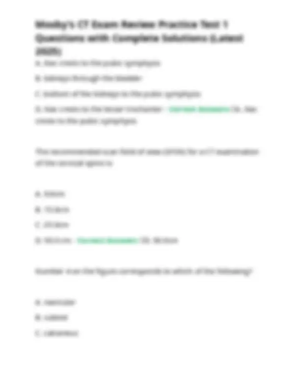 Mosby's CT Exam Review Practice Test 1: Questions with Complete ...