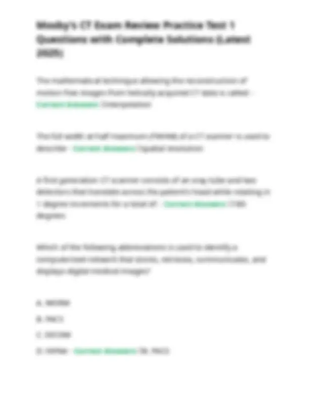 Mosby's CT Exam Review Practice Test 1: Questions with Complete ...