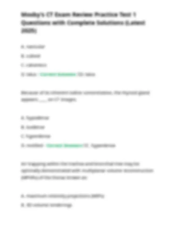 Mosby's CT Exam Review Practice Test 1: Questions with Complete ...