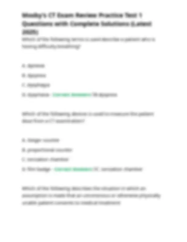 Mosby's CT Exam Review Practice Test 1: Questions with Complete ...