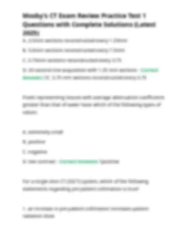 Mosby's CT Exam Review Practice Test 1: Questions with Complete ...