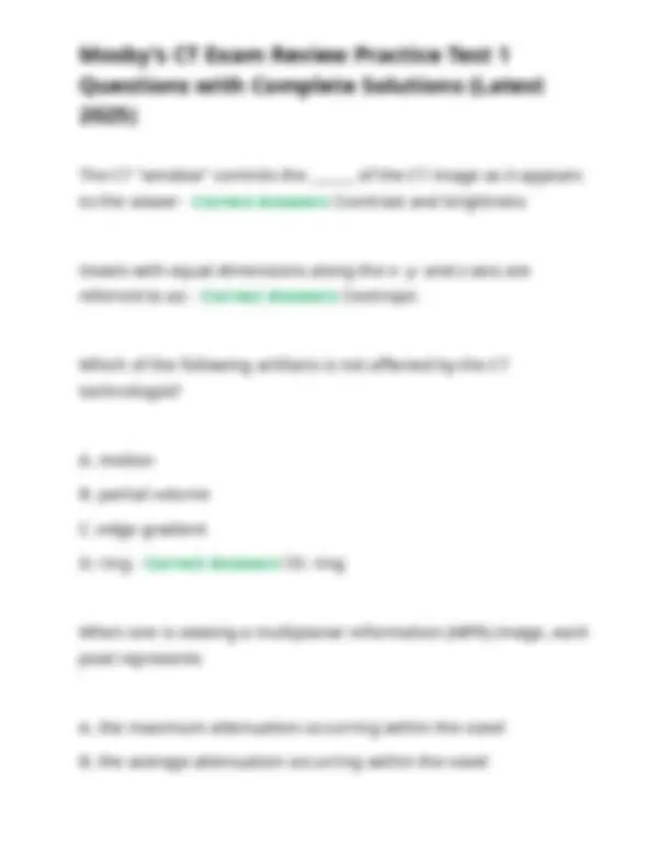 Mosby's CT Exam Review Practice Test 1: Questions with Complete ...