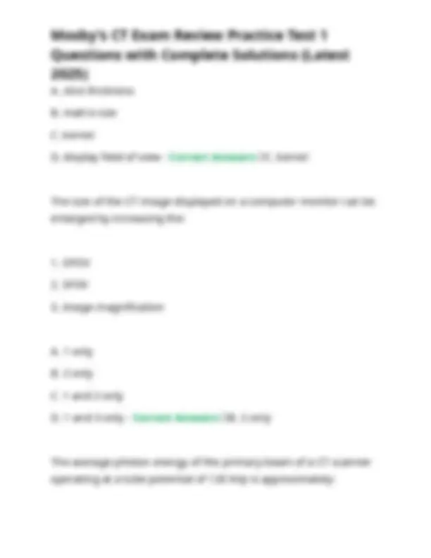 Mosby's CT Exam Review Practice Test 1: Questions with Complete ...
