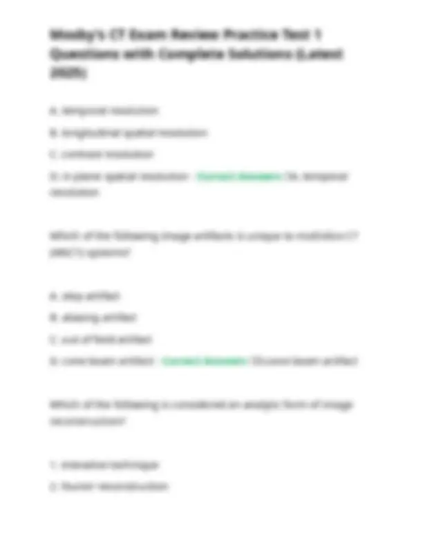 Mosby's CT Exam Review Practice Test 1: Questions with Complete ...