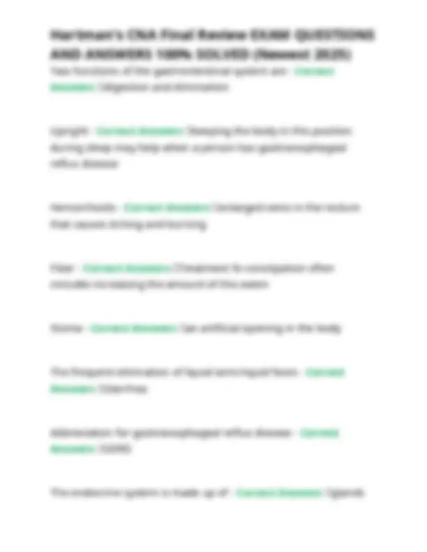 Hartman's CNA Final Review EXAM QUESTIONS AND ANSWERS 100% SOLVED (Newest 2025) | Exams Nursing ...