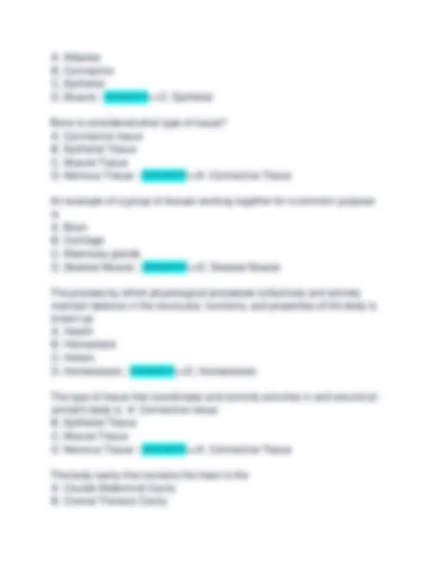 Anatomy & Physiology Test Bank: Multiple Choice Questions with Answers ...