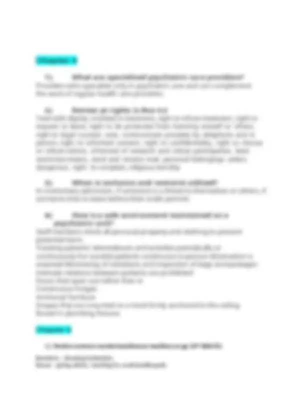 Mental Health Exam Review Questions and Answers | Exams Nursing | Docsity