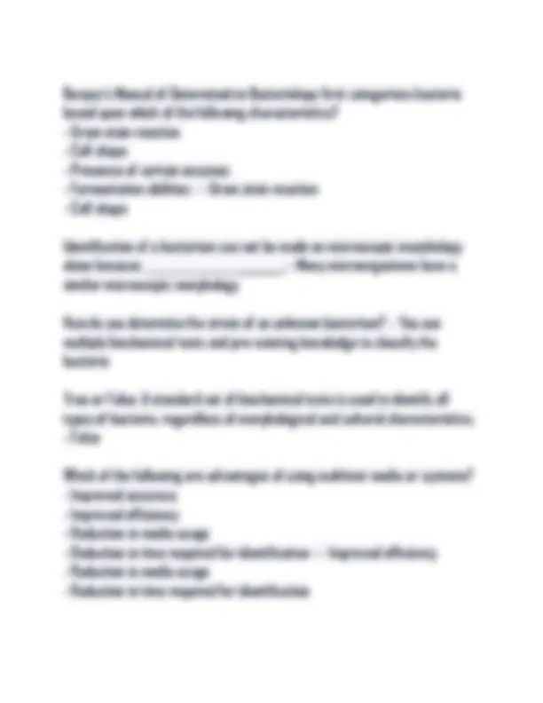 Microbiology Lab Final Study Guide: Identifying Microorganisms | Exams Nursing | Docsity