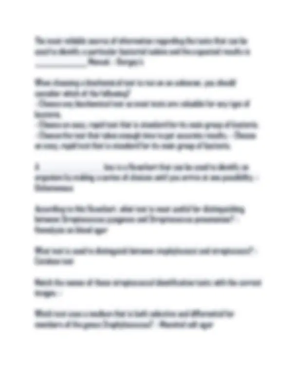 Microbiology Lab Final Study Guide Identifying Microorganisms Exams