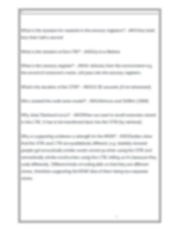 Multi-Store Model of Memory: AQA A Level Psychology Quiz | Exams ...