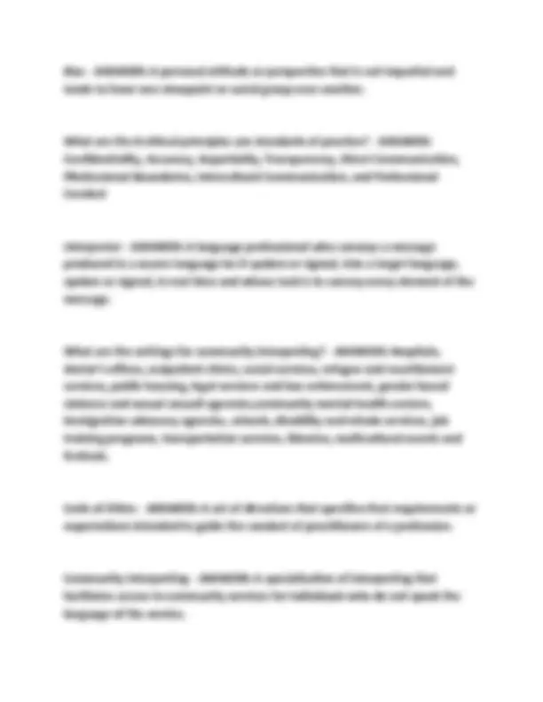 Community Interpreter Training: Exam Questions and Answers | Exams Advanced Education | Docsity