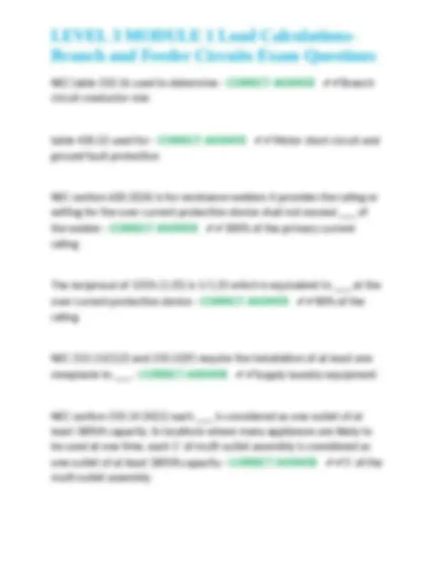 NEC Exam Questions: Load Calculations, Branch and Feeder Circuits ...