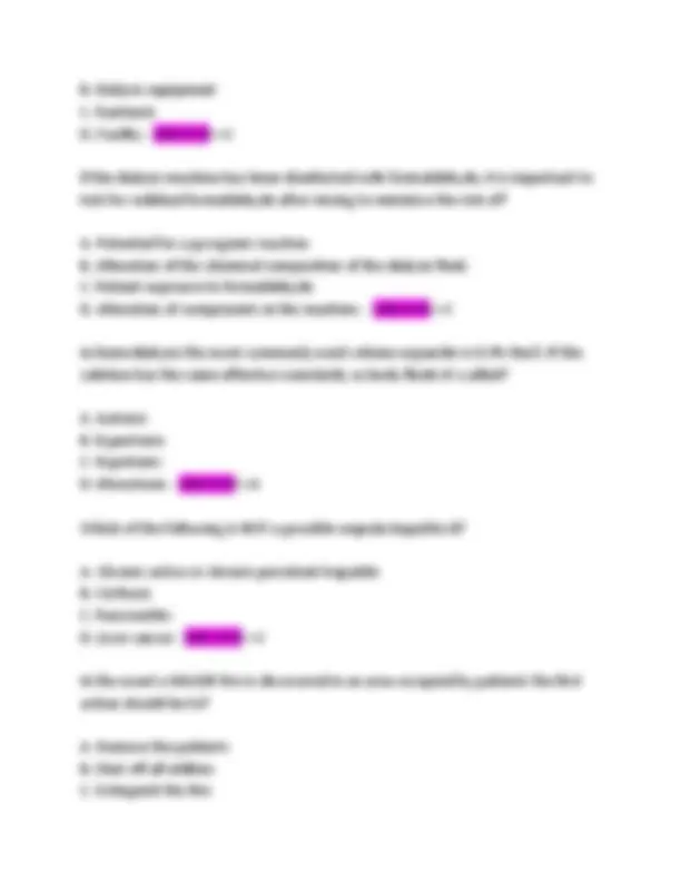 Hemodialysis Exam Questions with Solved Solutions | Exams Nursing | Docsity