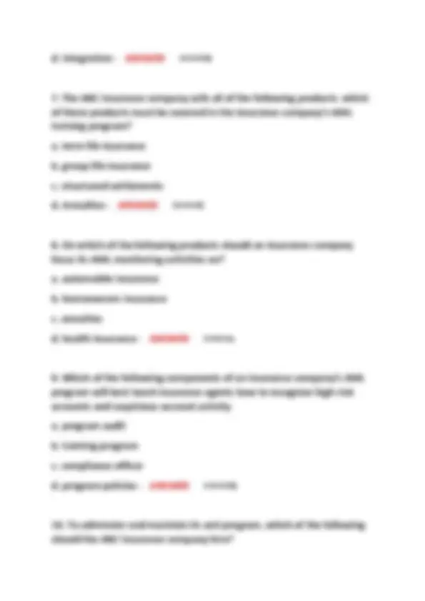 Anti-Money Laundering (AML) Exam Questions and Answers | Exams Nursing | Docsity