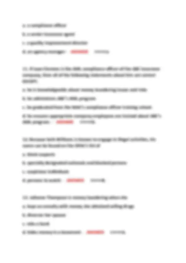 Anti-Money Laundering (AML) Exam Questions and Answers | Exams Nursing | Docsity