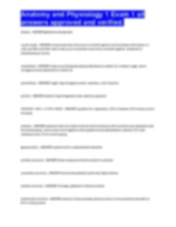 Anatomy and Physiology 1 Exam 1: Comprehensive Study Guide with Answers ...