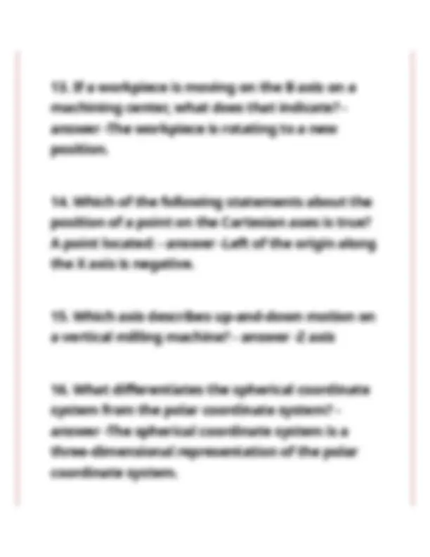 CNC Milling Exam Guide: Questions and Answers | Exams Nursing | Docsity