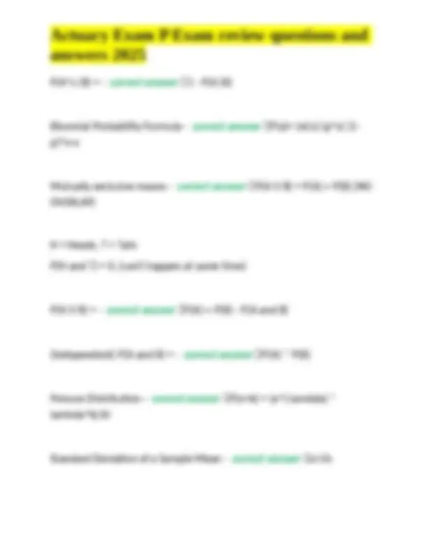 Actuary Exam P Review Questions and Answers: Key Concepts and Formulas ...