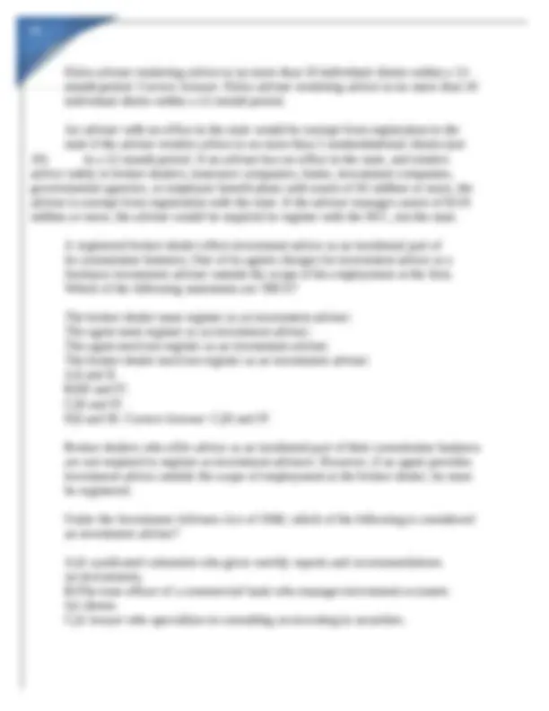 IAR Exam Questions and Answers 2024: Investment Advisers Act of 1940 ...