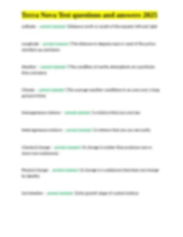 Terra Nova Test questions and answers 2025 | Exams Nursing | Docsity