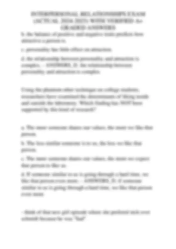Interpersonal Relationships Exam: Multiple Choice Questions and Answers ...