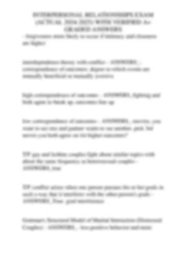 Interpersonal Relationships Exam: Multiple Choice Questions and Answers ...